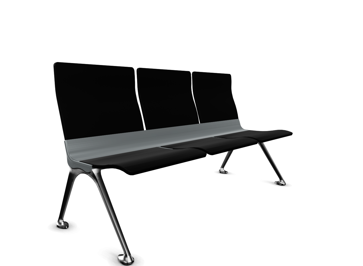 Actiu Transit 3-Seater Modern Bench Black Colour
